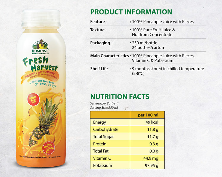 Rompine Original Pineapple Juice [250ml/bottle] – MBG Fruit Shop